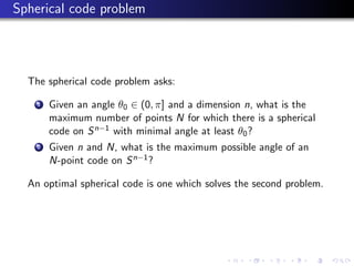 Lattices, sphere packings, spherical codes | PDF