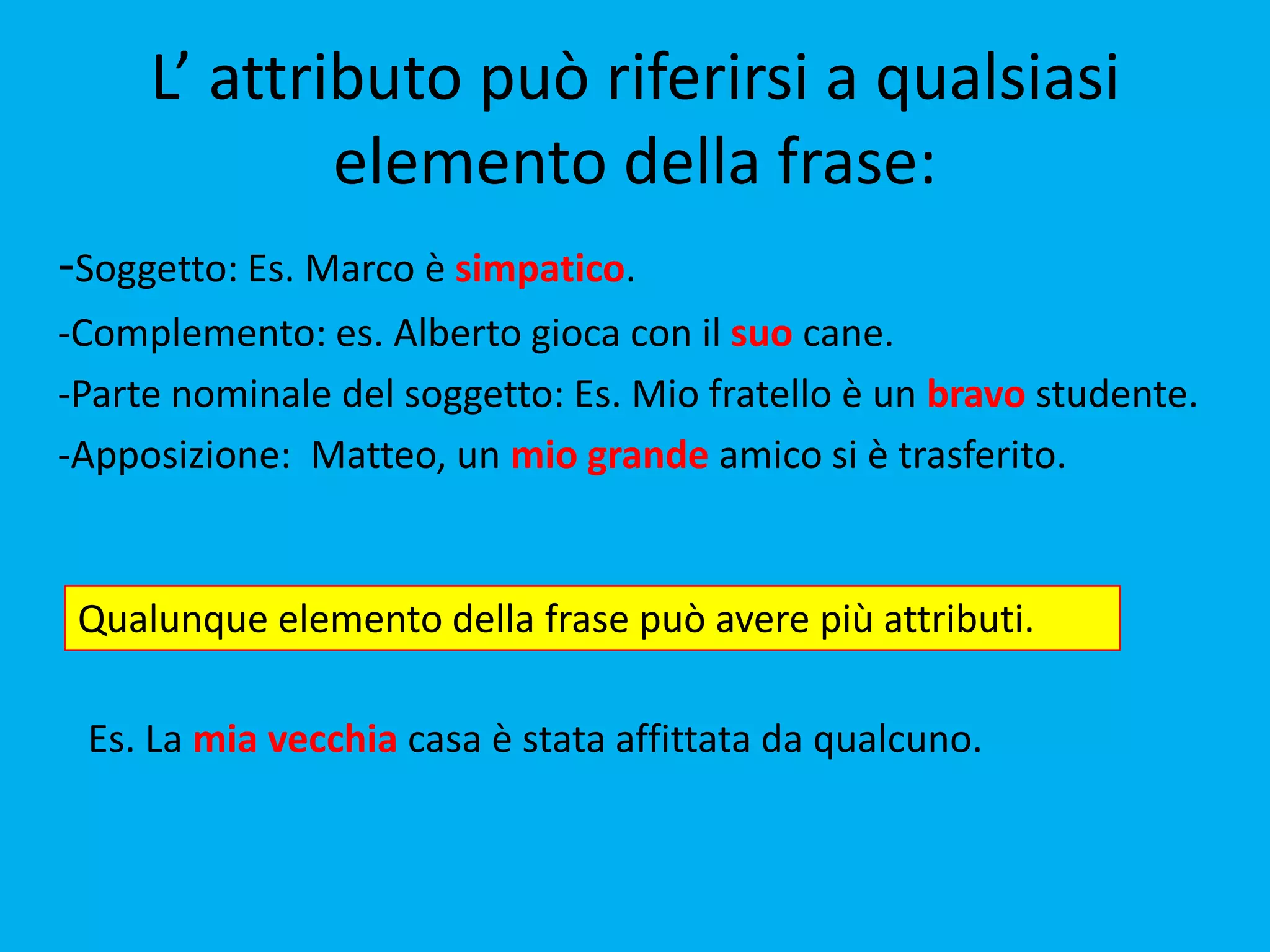 L' attributo & l' apposizione | PPTX