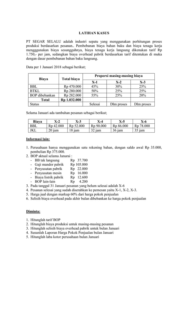 Latihan Soal HPP Metode Pesanan | PDF