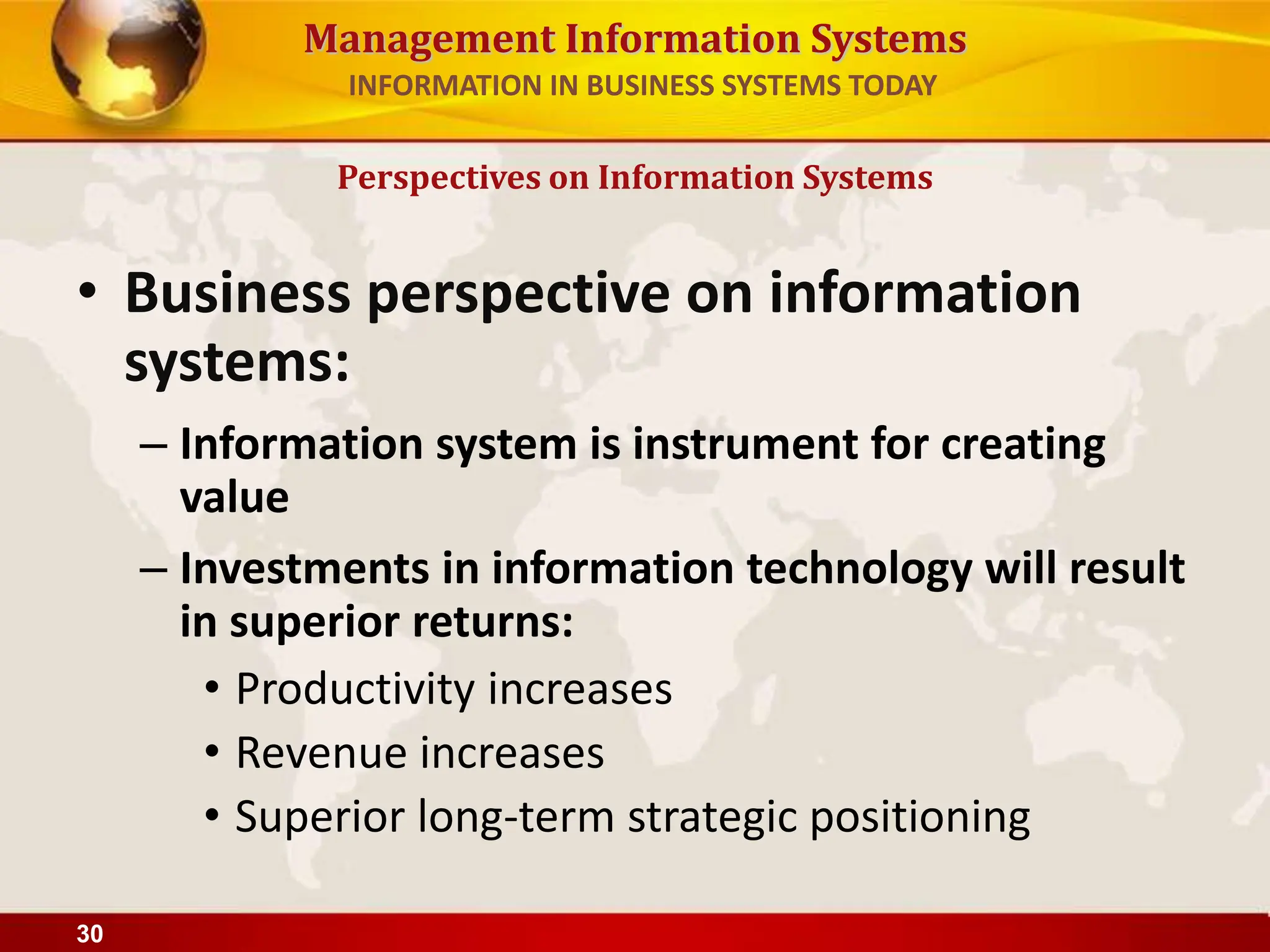 LECTURE 1: INFORMATION SYSTEMS IN BUSINESS TODAY | PPT | Operating Systems | Computer Software ...