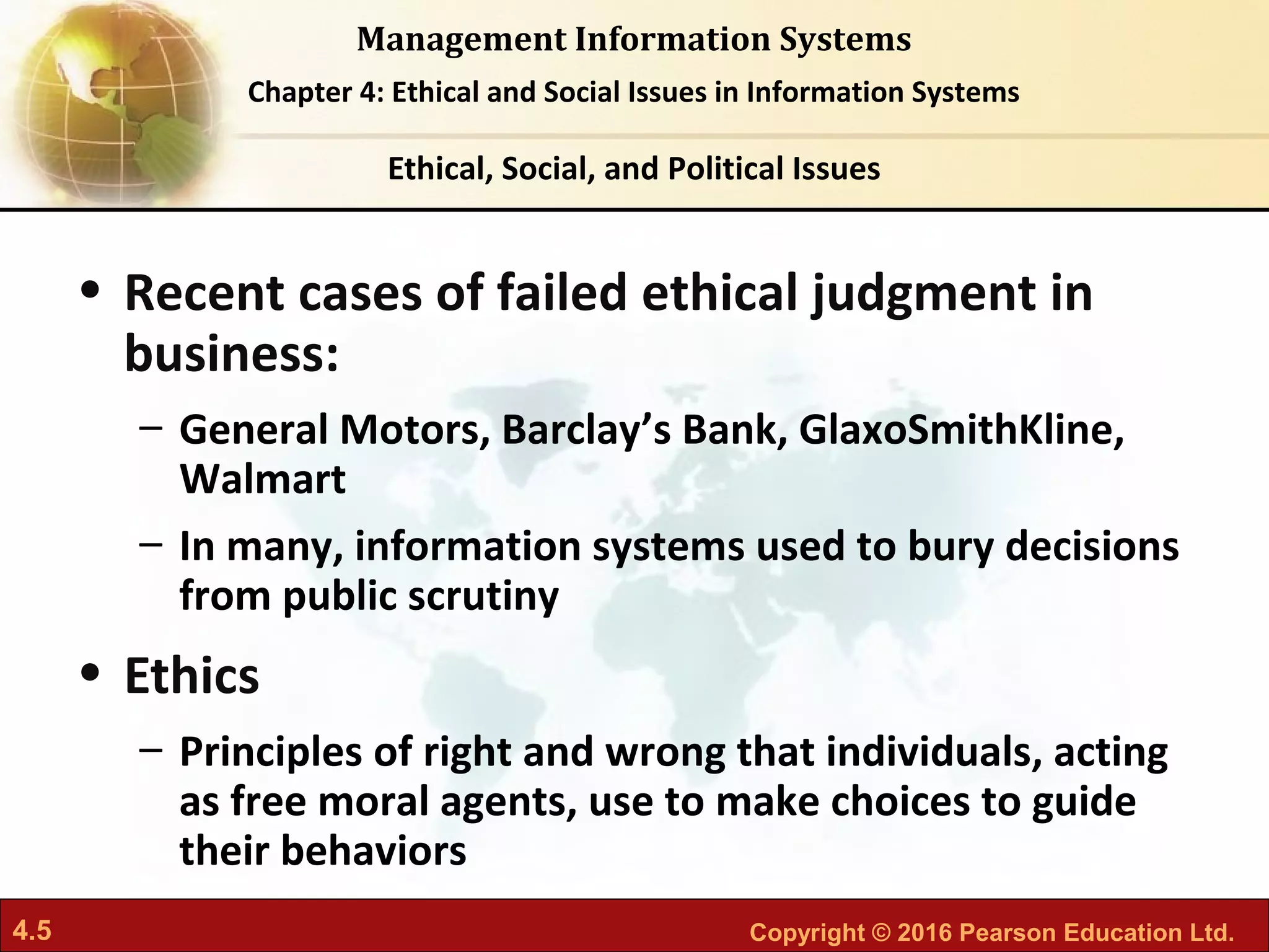 MIS-CH04: Ethical and Social Issues in INformation Systems | PPT