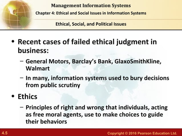MIS-CH04: Ethical and Social Issues in INformation Systems | PPT ...