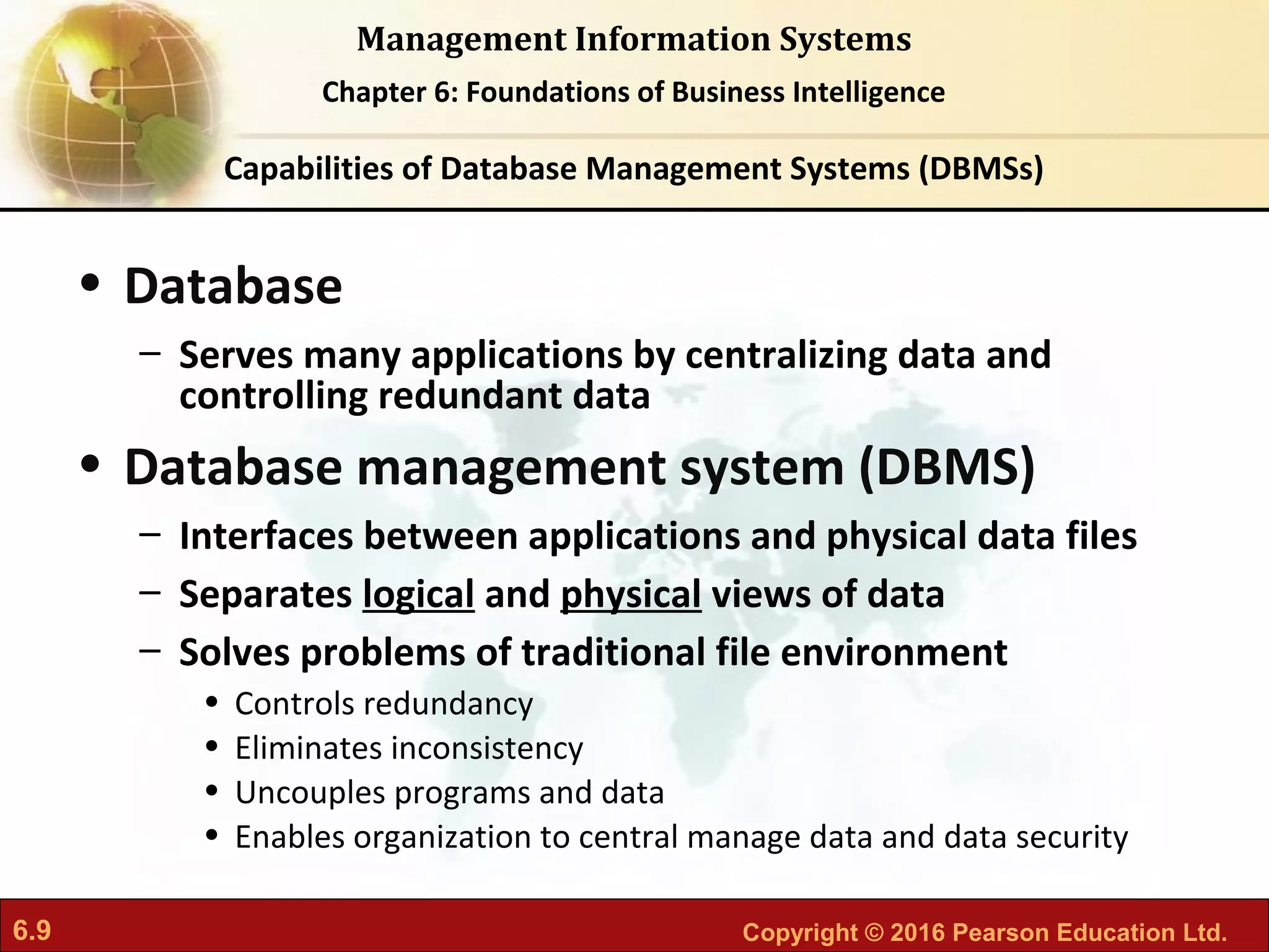 MIS-CH6: Foundation of BUsiness Intelligence: Databases & IS | PPT