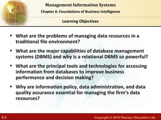 MIS-CH6: Foundation of BUsiness Intelligence: Databases & IS | PPT