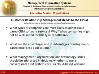 MIS-CH9: Achieving Operational Excellence and Customer Intimacy | PPT