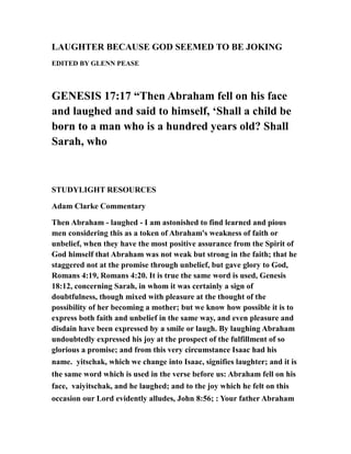 Laughter because god seemed to be joking | RTF