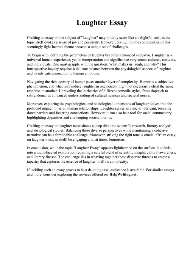 Laughter Essay. Kauaʻi Community College | PDF | Comedy | Genres