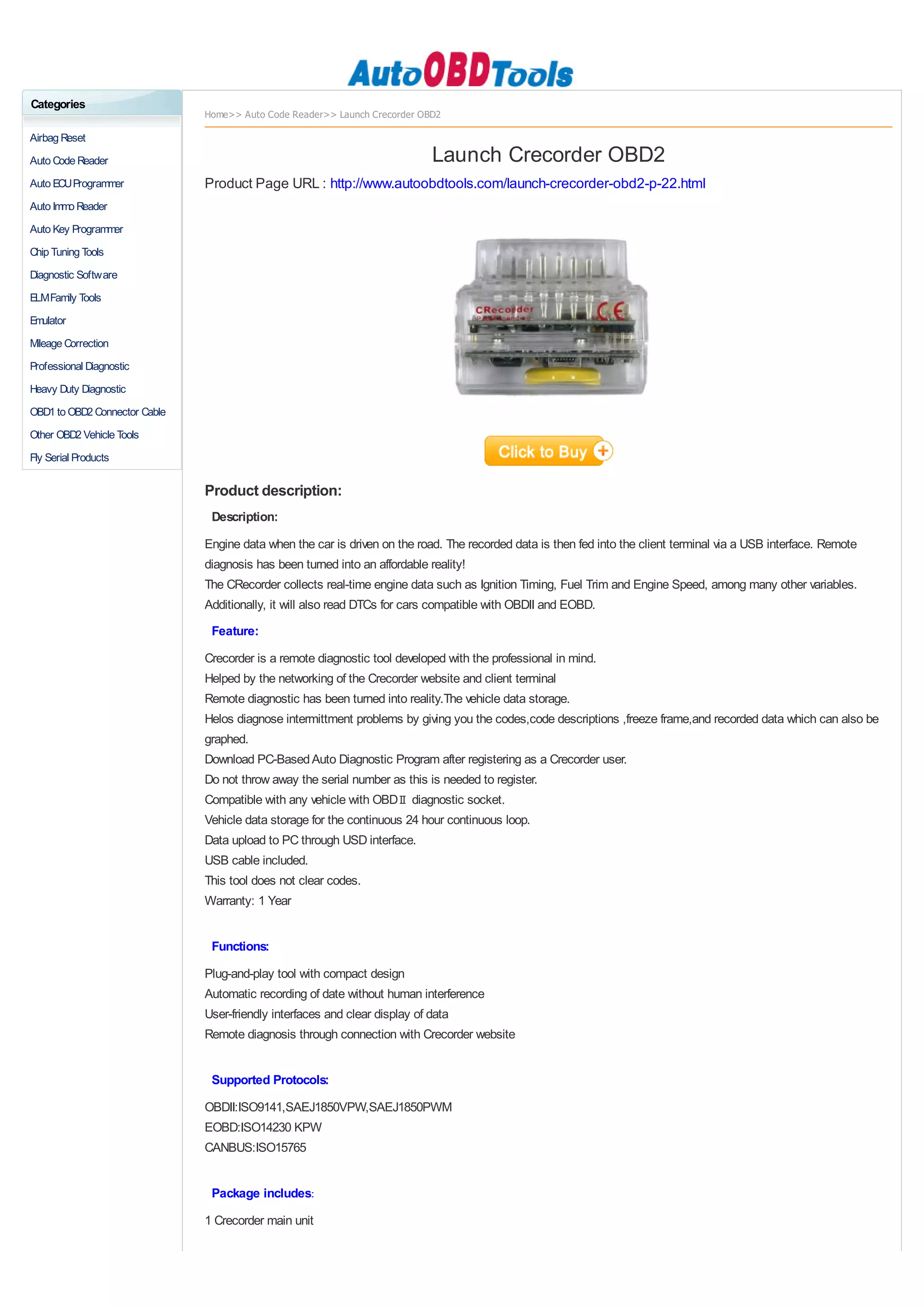Launch crecorder obd2 | PDF
