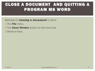 Launching and Quiting microsoft word 2007 | PPT | Operating Systems ...
