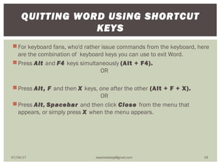 Launching and Quiting microsoft word 2007 | PPT | Operating Systems ...