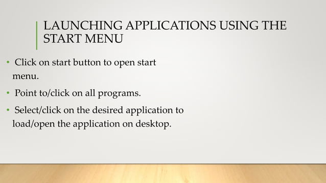 Launching of aplication on a desktop | PPT