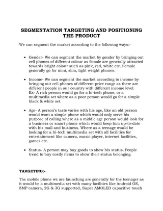 Marketing Strategy for launching new mobile phones | DOCX