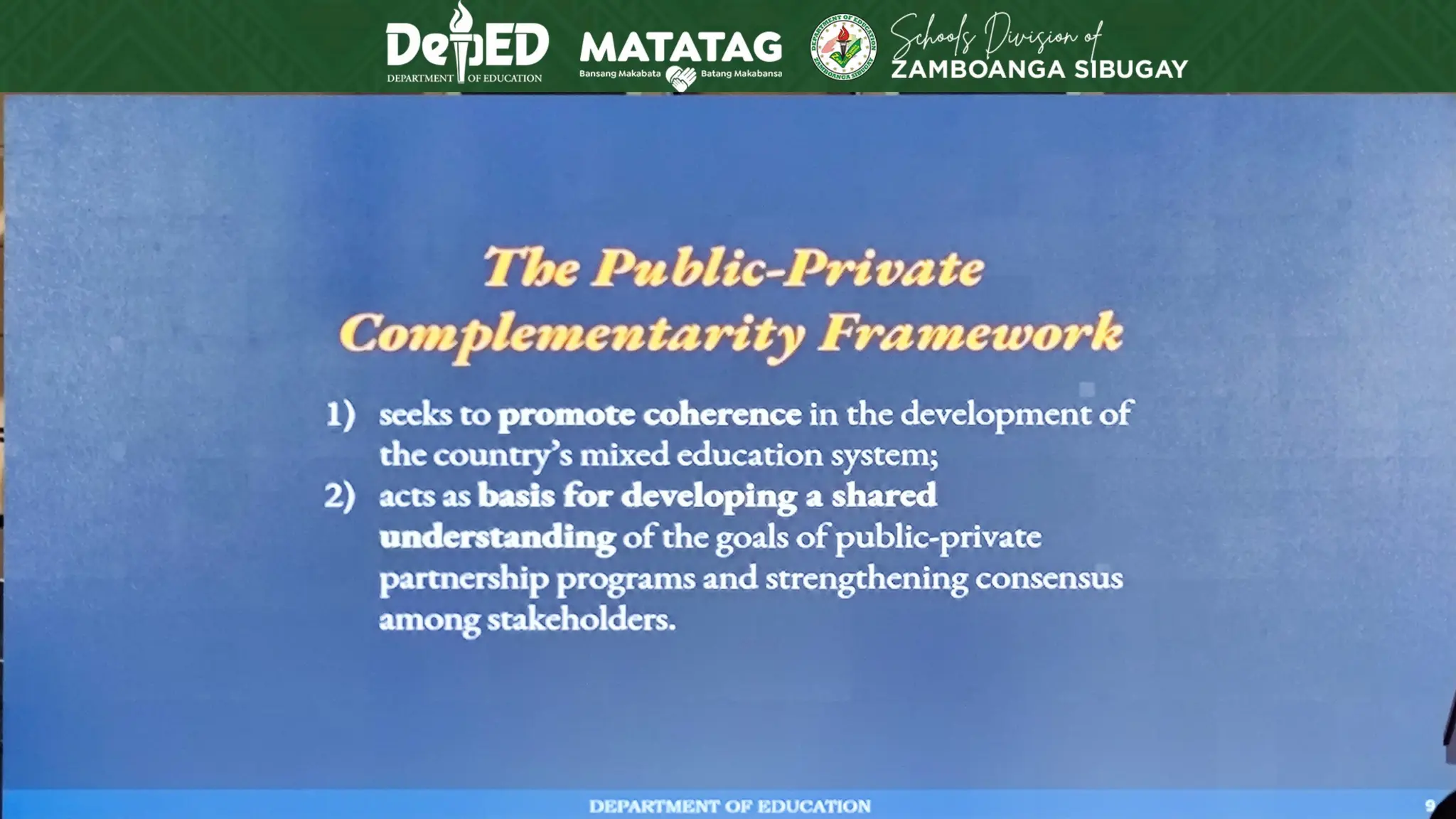 LAUNCHING OF PUBLIC AND PRIVATE EDUCATION COMPLEMENTARITY FRAMEWORK ...