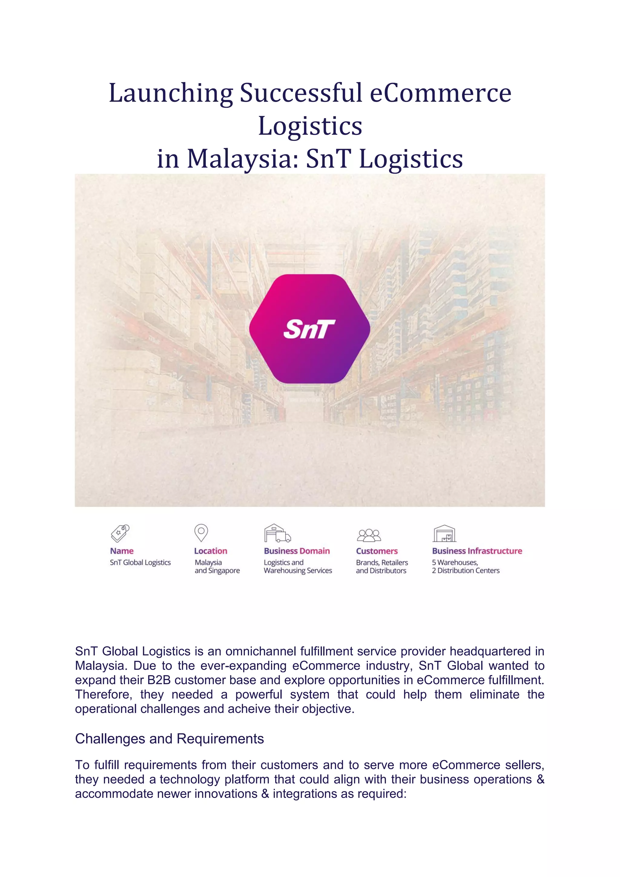 Launching Successful eCommerce Logistics in Malaysia: SnT Logistics | PDF