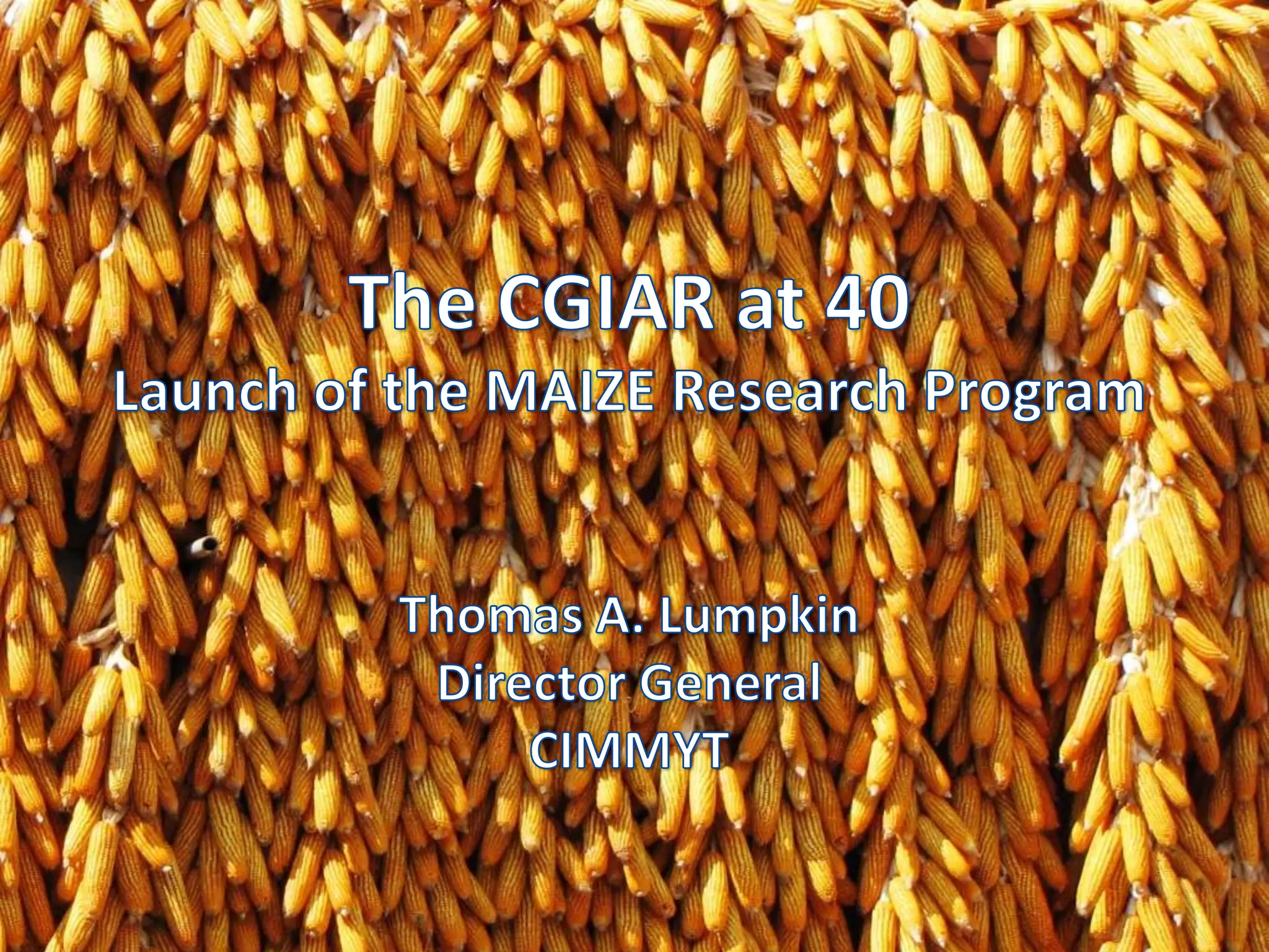 The CGIAR at 40 - Launch of the MAIZE Research Program by Dr. Thomas A Lumpkin | PPTX
