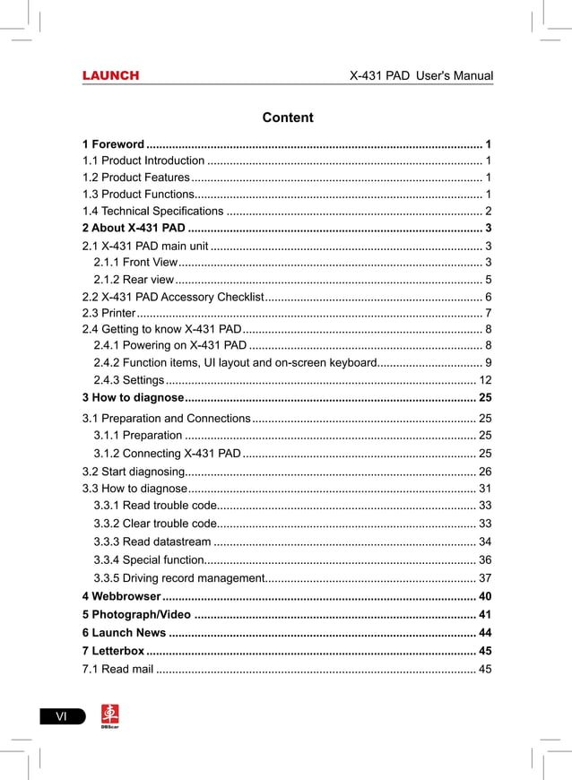 Launch X431 X-431 PAD User Manual | PDF