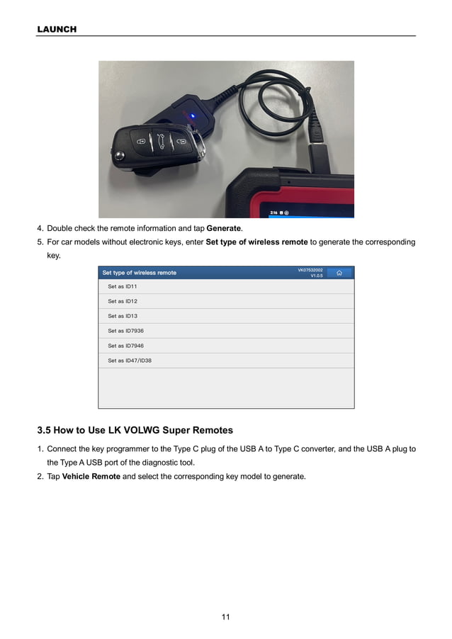 Launch X431 Key Programmer User Manualpdf Computer Peripherals