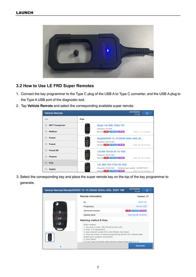 Launch X431 Key Programmer User Manual.pdf | Computer Peripherals | Computing