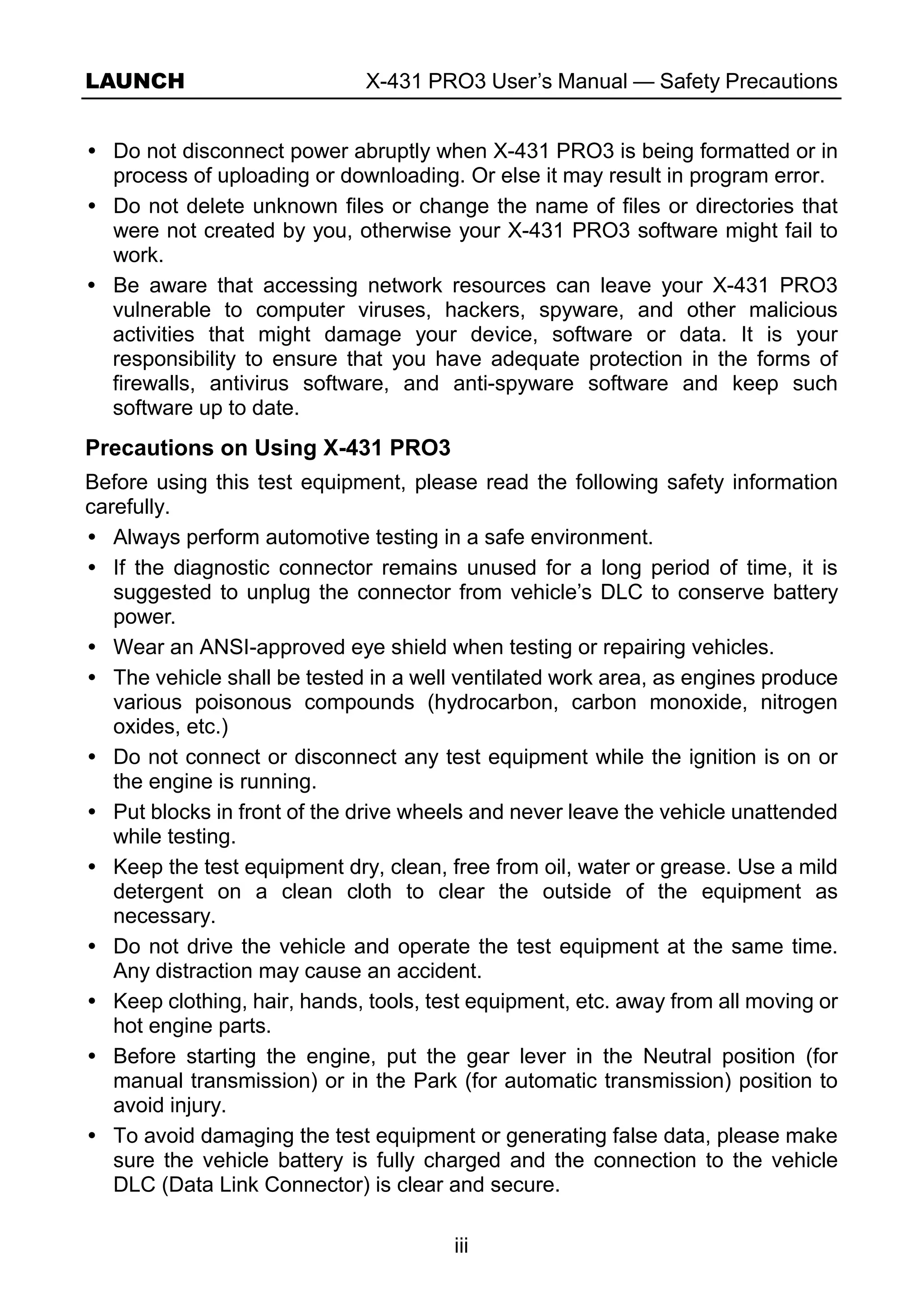 Launch X431 Pro3 User Manual | PDF