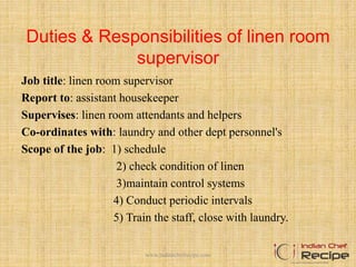 LAUNDRY OPERATIONS IN HOUSE KEEPING | PPTX