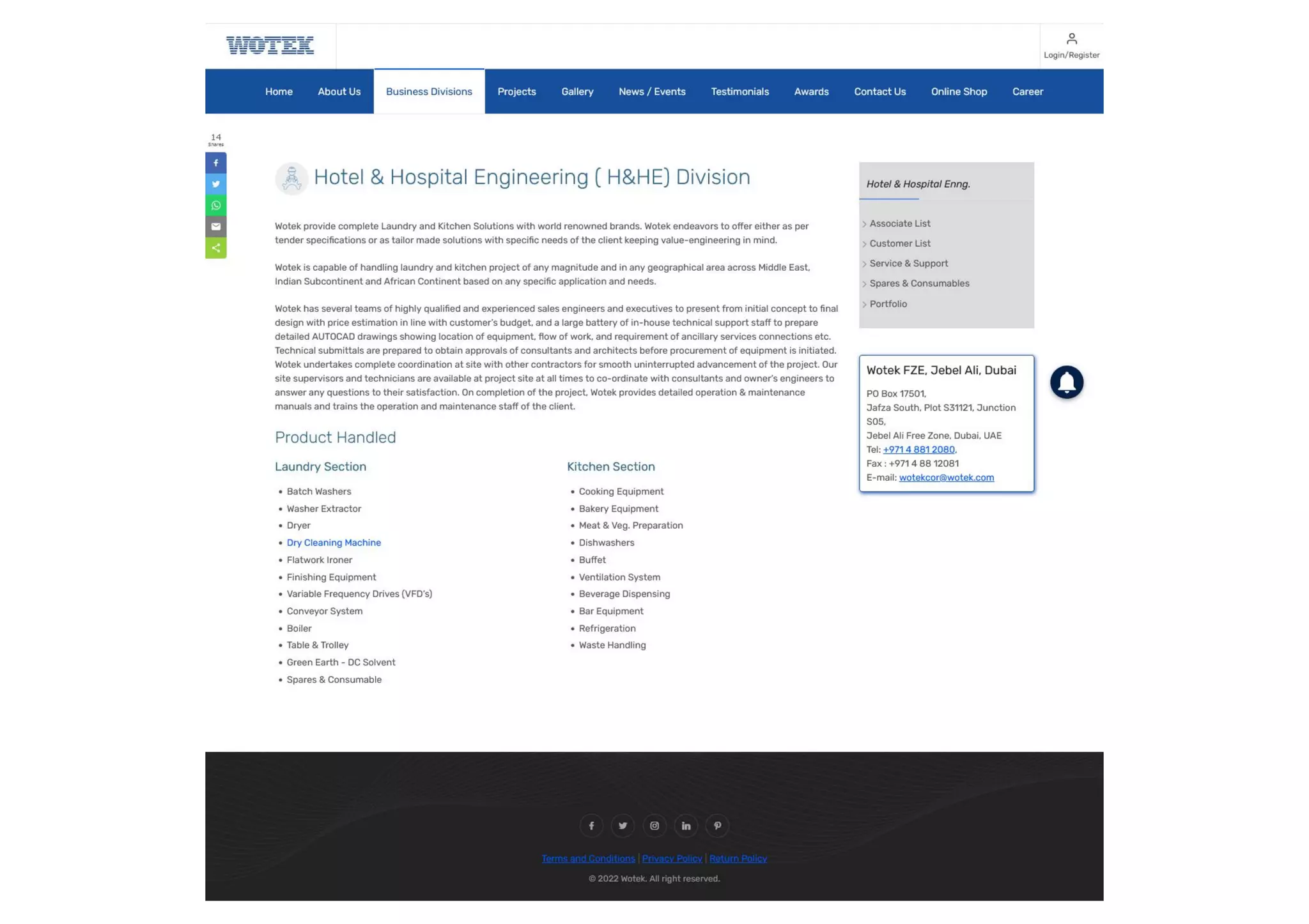 Laundry and Kitchen equipments - Wotek | PDF