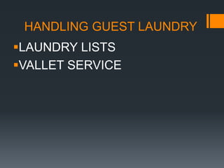 Laundry in housekeeping | PPTX
