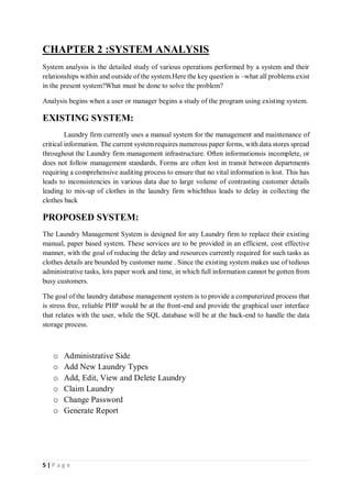 LUNDRY MANAGEMENT SYSTEM PROJECT REPORT. | PDF