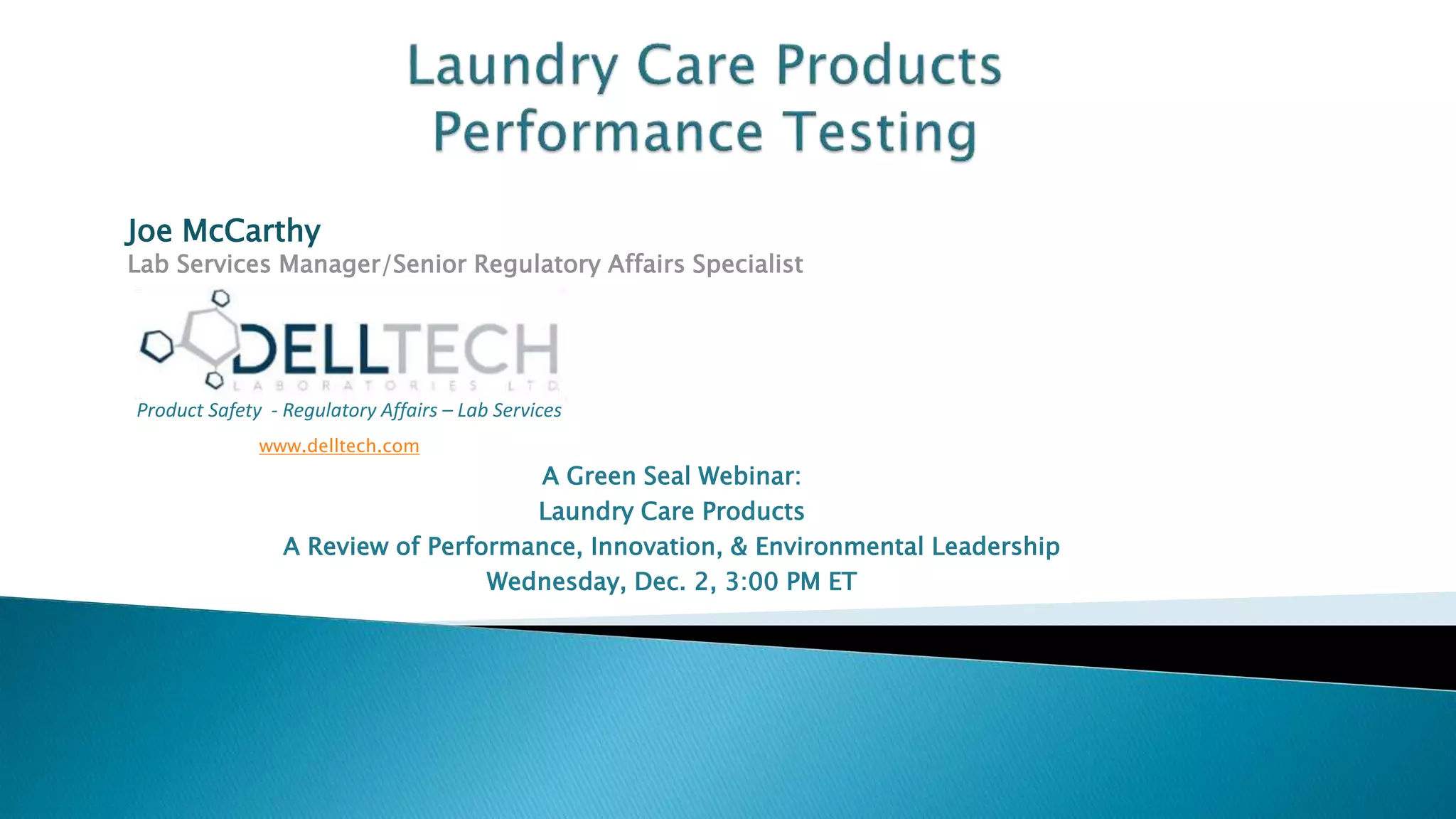 Laundry Care Products Performance Testing | PPTX