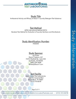 D7 Laundry Sanitizer and Disinfectant Test | PDF