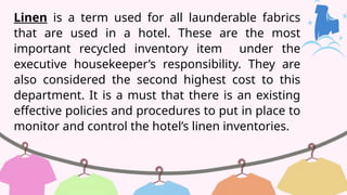 LAUNDRY TYPES OF LINEN.pptx laundry types of linen | PPTX