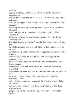 Launius and Hassel scaffold feminist analysis in a way th | DOCX