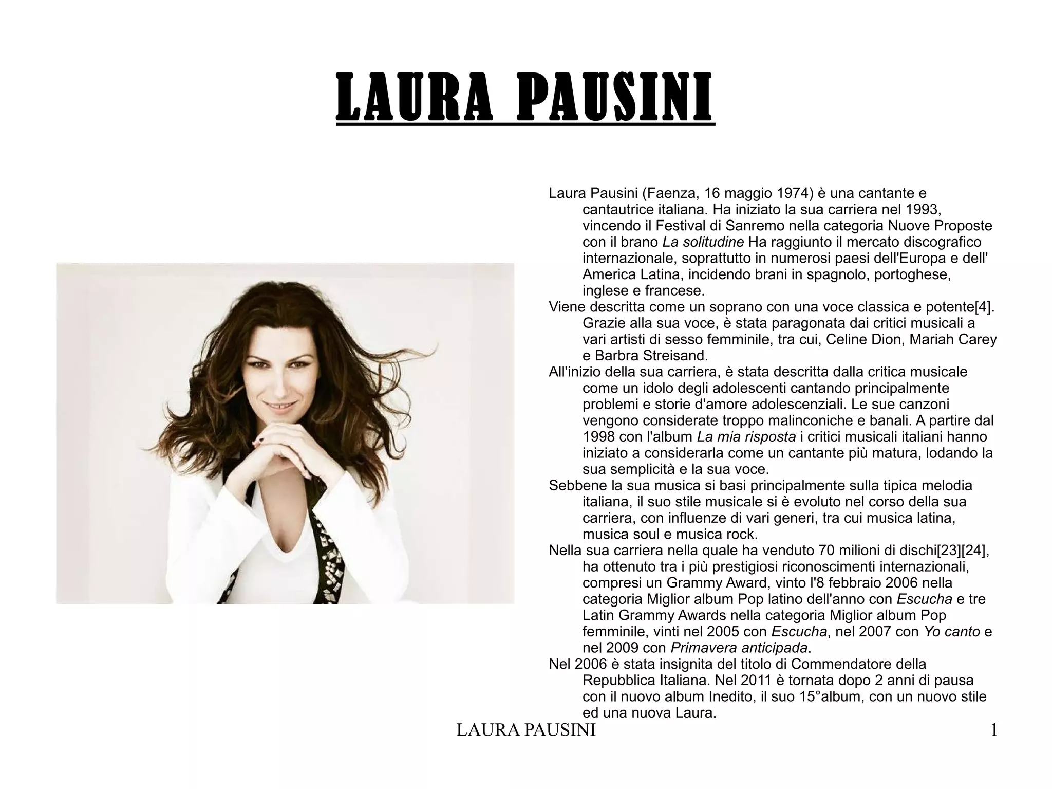 Presentazione Laura Pausini | ODP