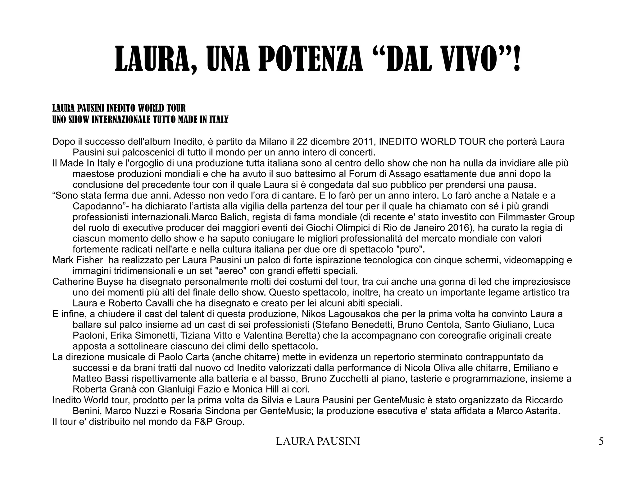 Presentazione Laura Pausini | ODP