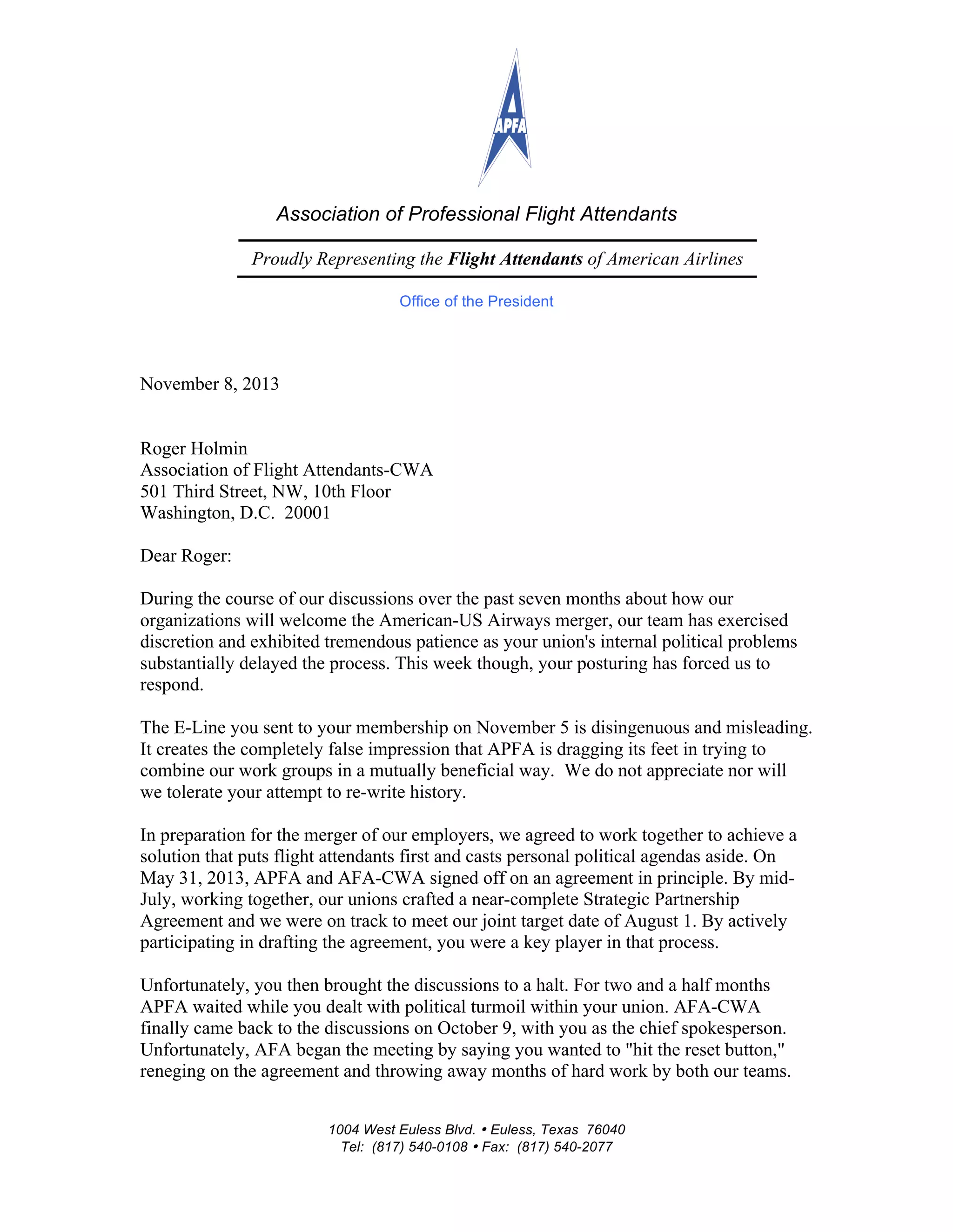 Laura glading-roger-holmin-letter-110813 | PDF | Mergers and ...