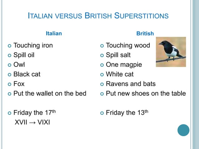 Italian vs English Superstitions | PPT