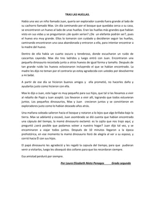 Laura Elizabeth Nieto Penagos 2° - cuento tras las huellas | PDF