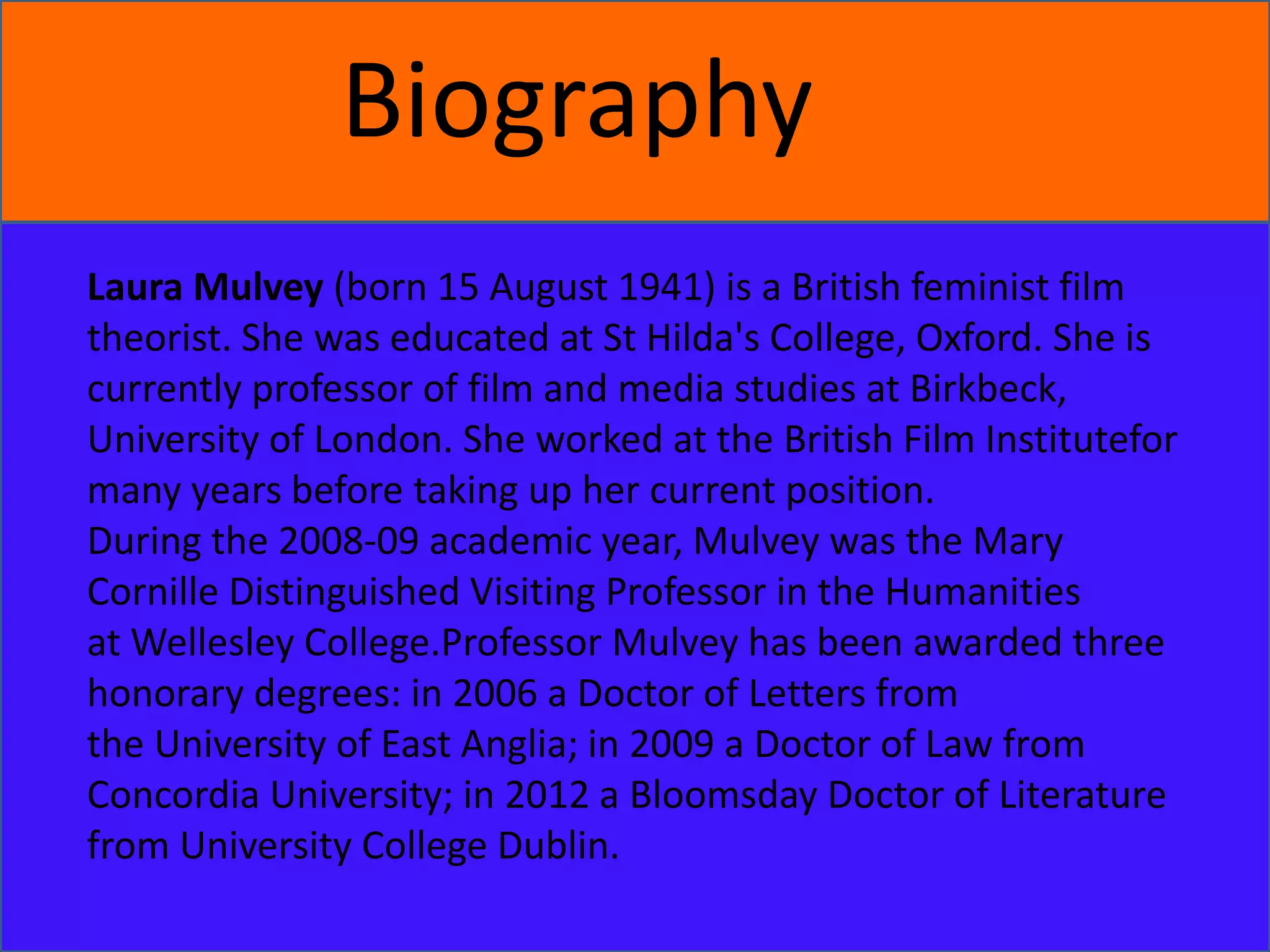Laura mulvey presentation | PPTX