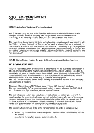 Laura Reina - Experience with RIFD Technology at Apice in Florence ...