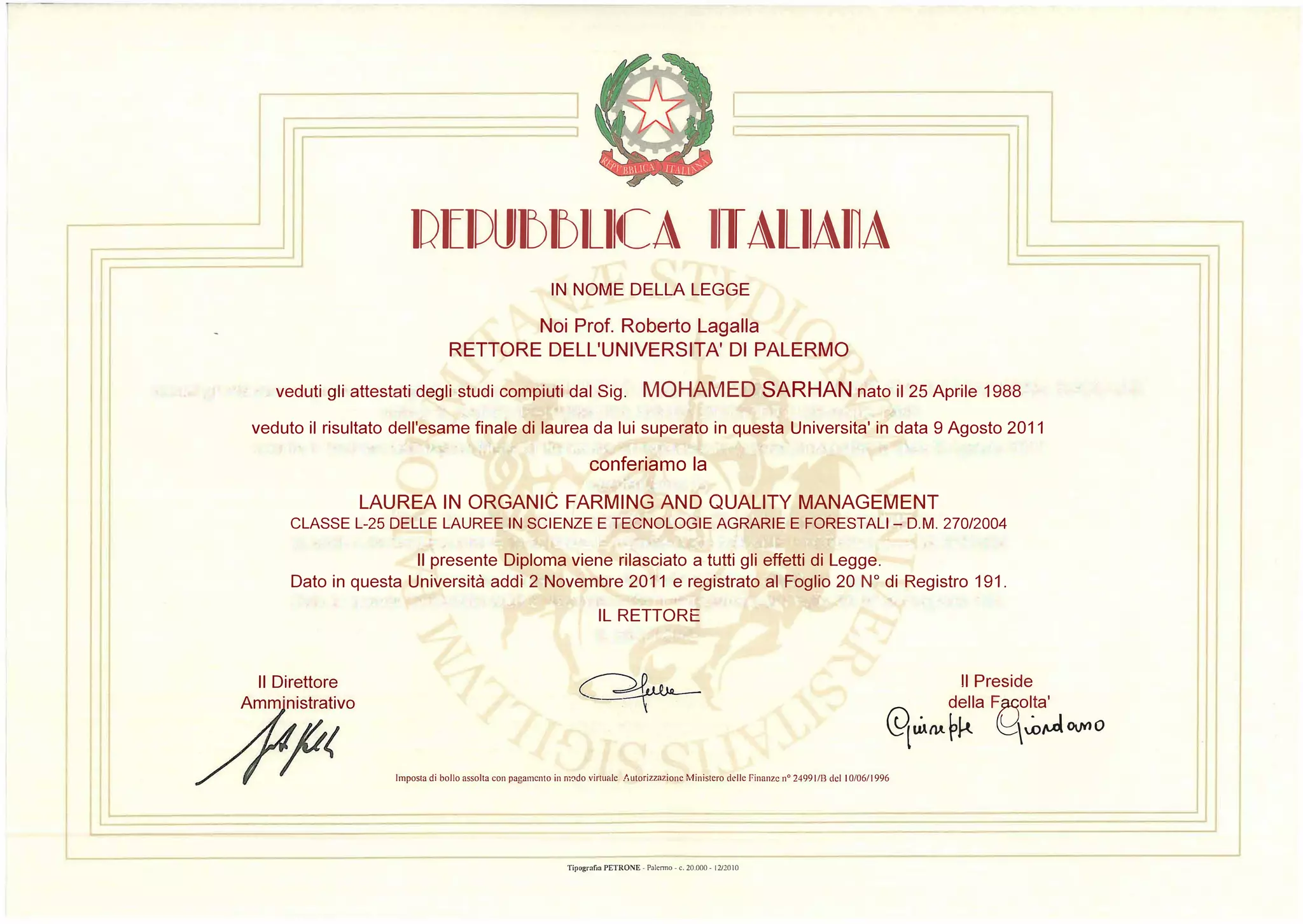 Laurea di palermo in colore. | PDF