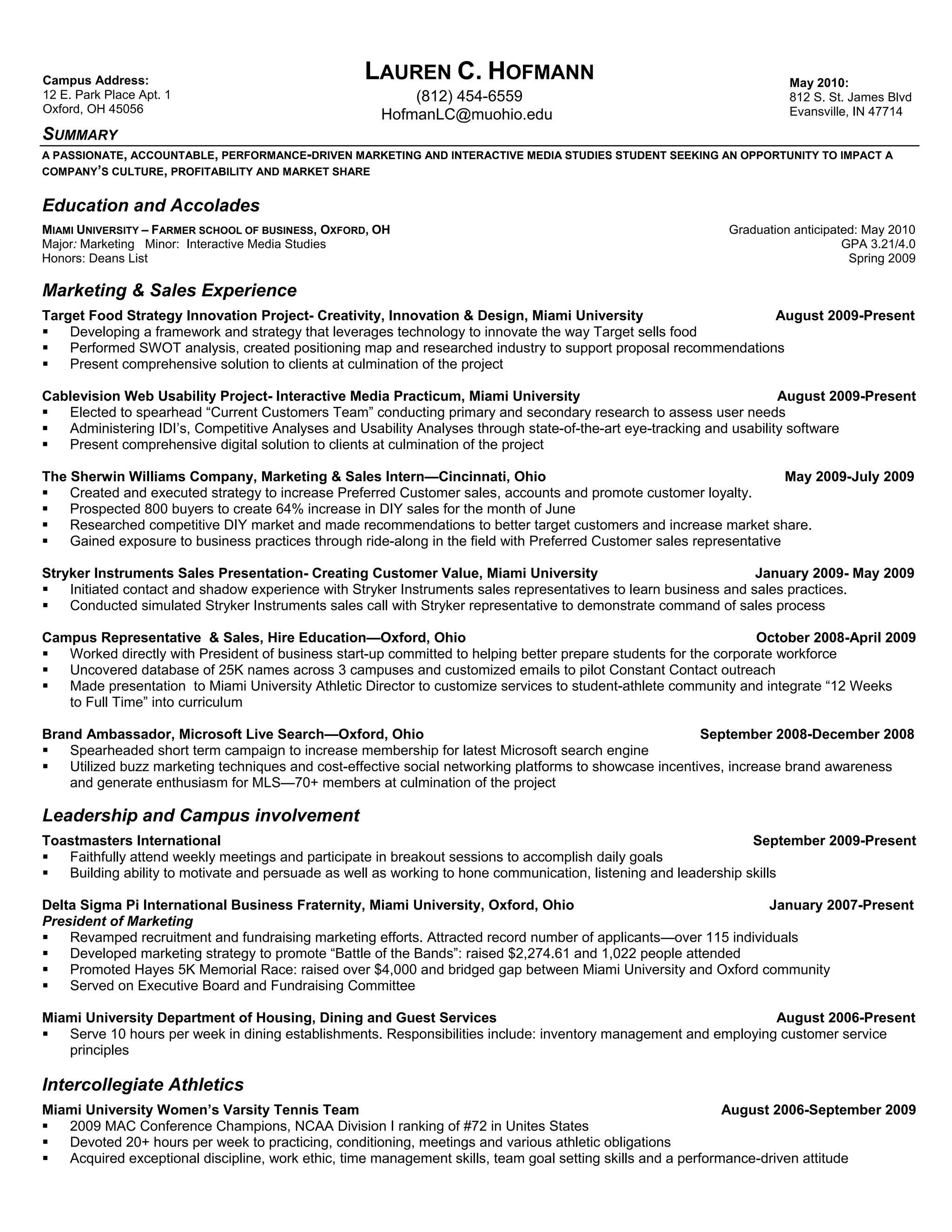 Lauren Hofmann Resume | PDF