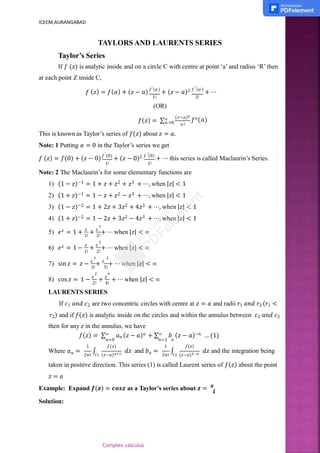 Laurents & Taylors series of complex numbers.pptx