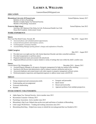 Lauren Williams Resume | PDF