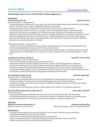 Lauren wire's résumé 2013 | PDF