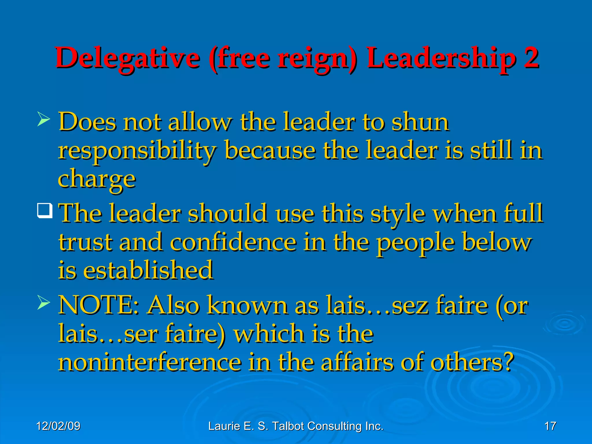Laurie Talbot Leadership Styles1 | PPT