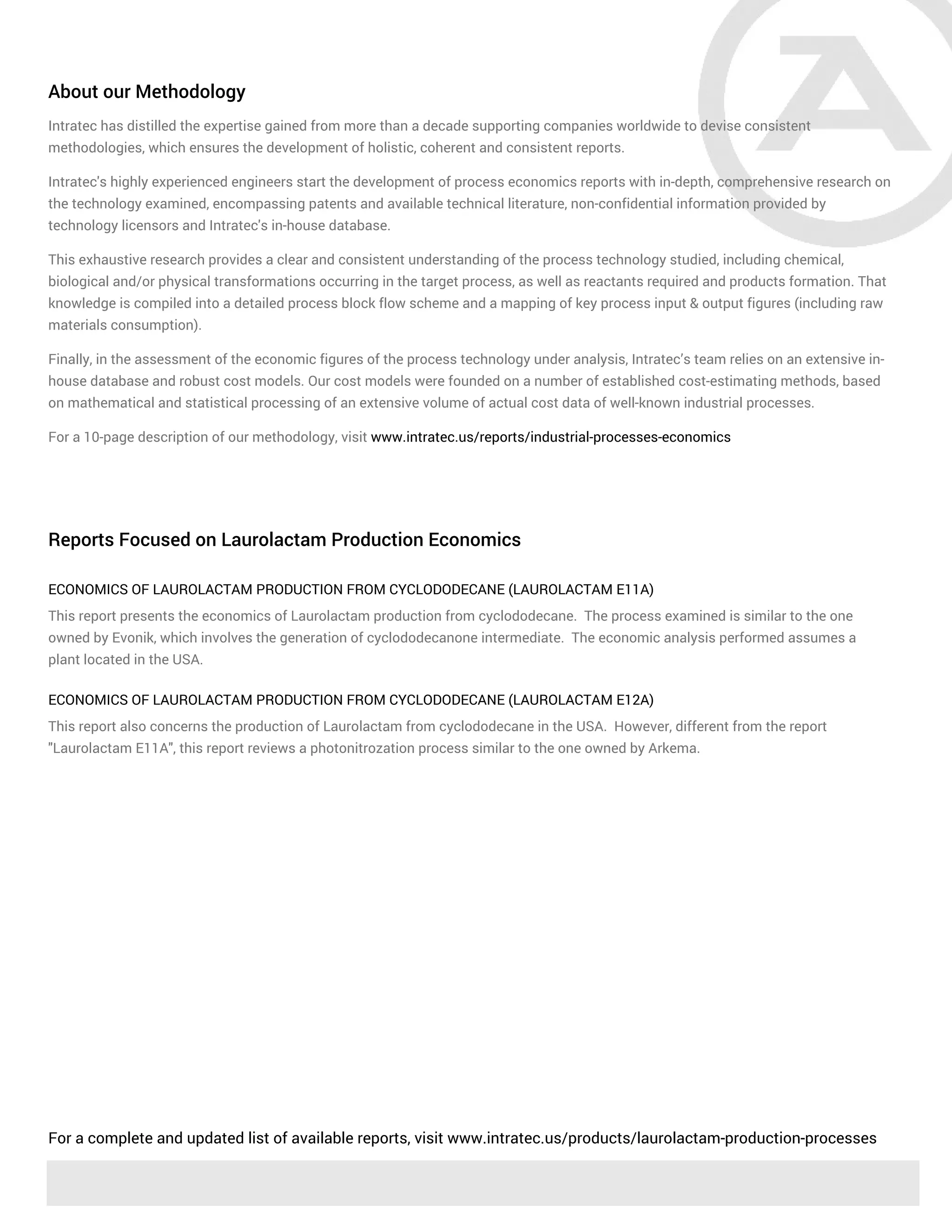 Feasibility Studies: Laurolactam Manufacturing | PDF