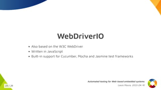Automated Testing for Web-based Systems on Embedded Devices | PPT