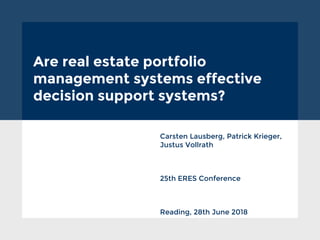 Lausberg, krieger, vollrath effectiveness of real estate portfolio ...