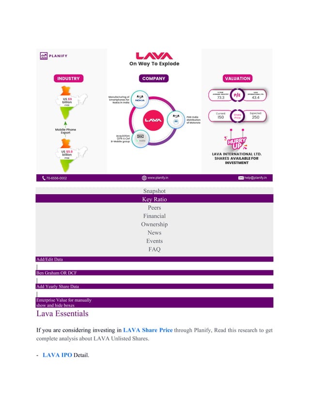 Lava International Unlisted shares Overview | PDF