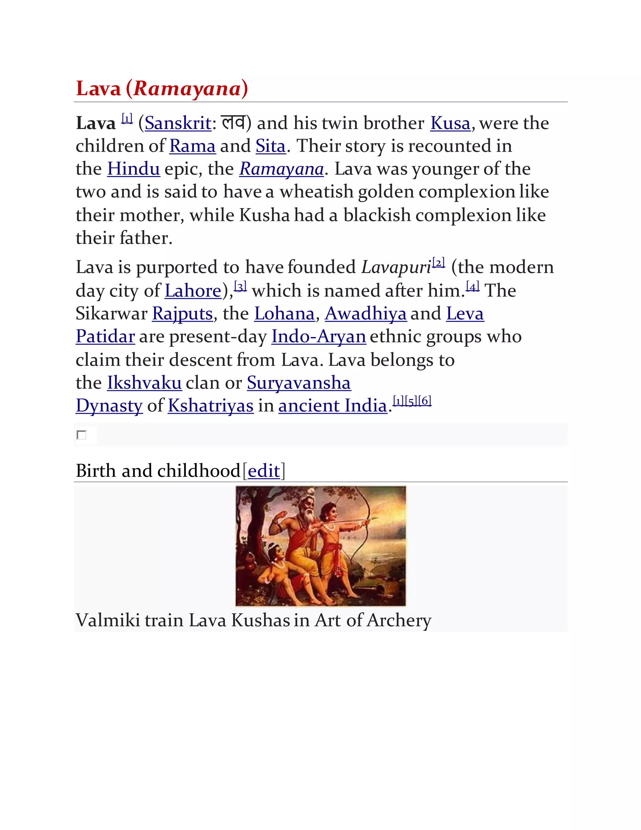 Lava kusha myths @google.com. | DOCX