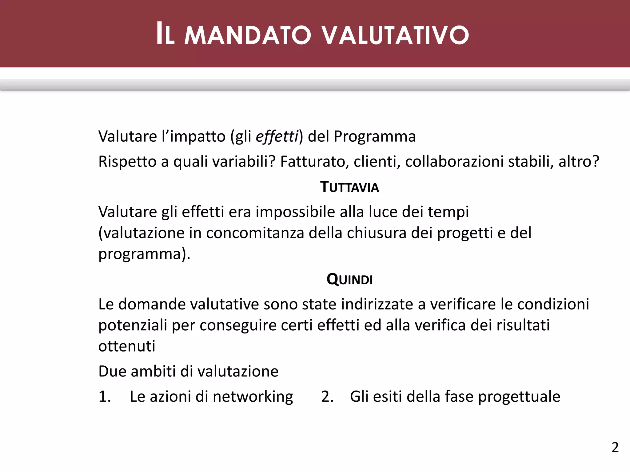 La valutazione del programma DRIADE | PPT